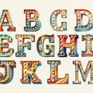 Marquee Lights Alphabet PNG , Vintage Light Box Lettering Clip Art ...