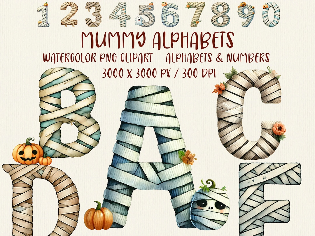 Halloween Mummy Alphabet PNG, Halloween Doodle Alphabet, Halloween ...