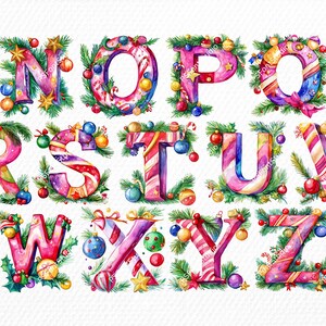 Christmas Festive Watercolor Letter Clipart Christmas Alphabet PNG Hand ...