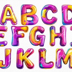 3D Shiny Letter Clipart Alphabet Glossy Letters for Craft 3D Bubbly ...