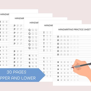 Printable Handwriting Practice: Alphabet Letter Tracing (PDF) - Etsy