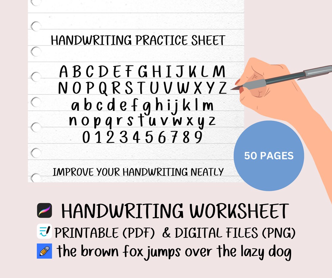 Printable Neat Handwriting Practice Sheet, 50 Pages Printable ...