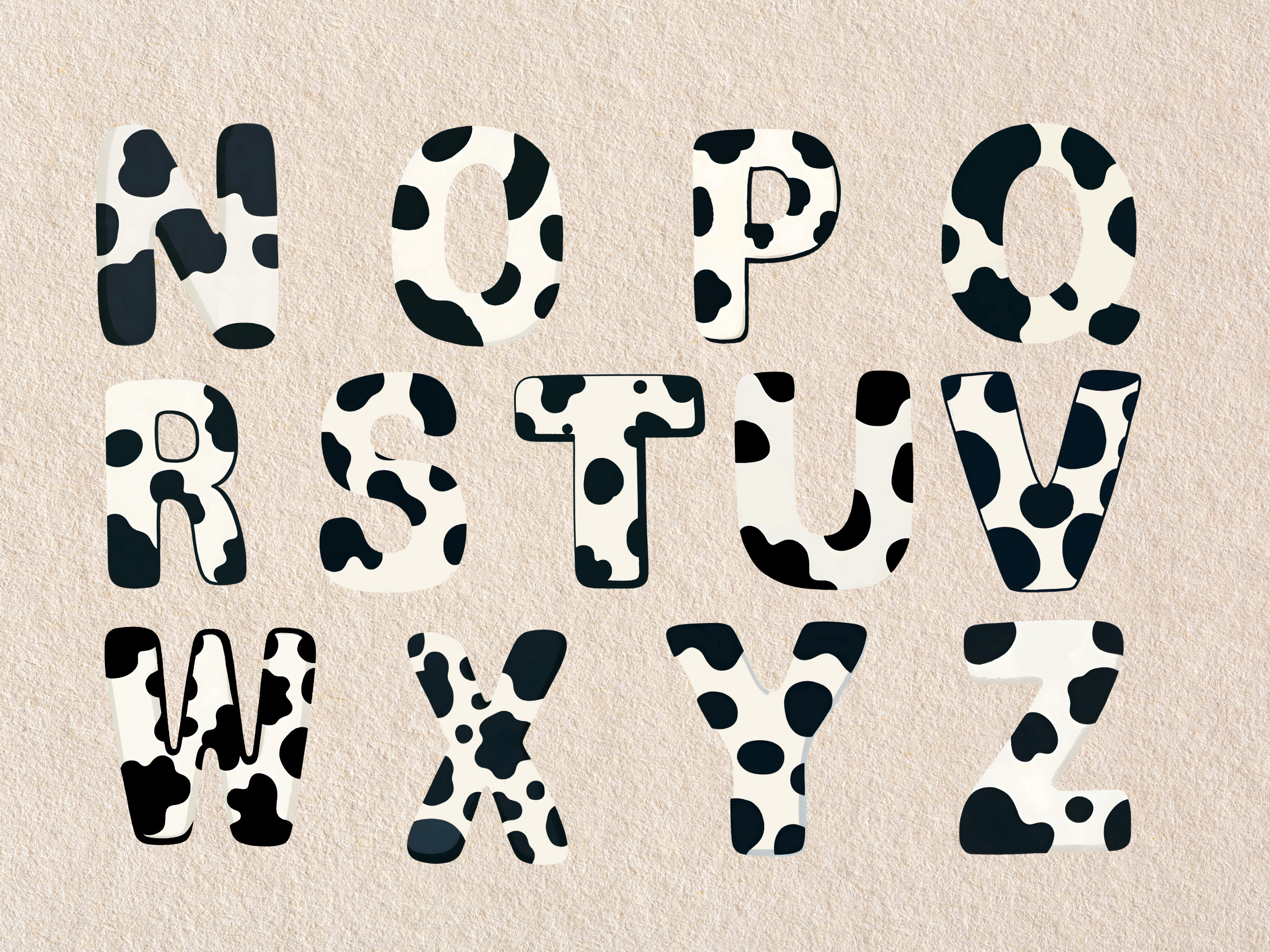 Cow Alphabet PNG, Sublimation Alpha Set Designs PNG, Cow Print Alphabet ...