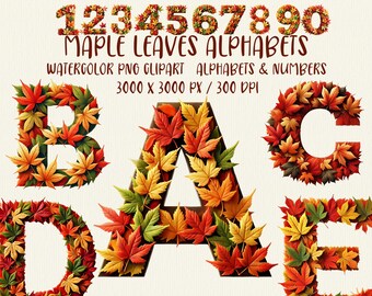 Autumn Maple Alphabet, Maple Alphabet, Maple Clipart, Autumn Theme ...