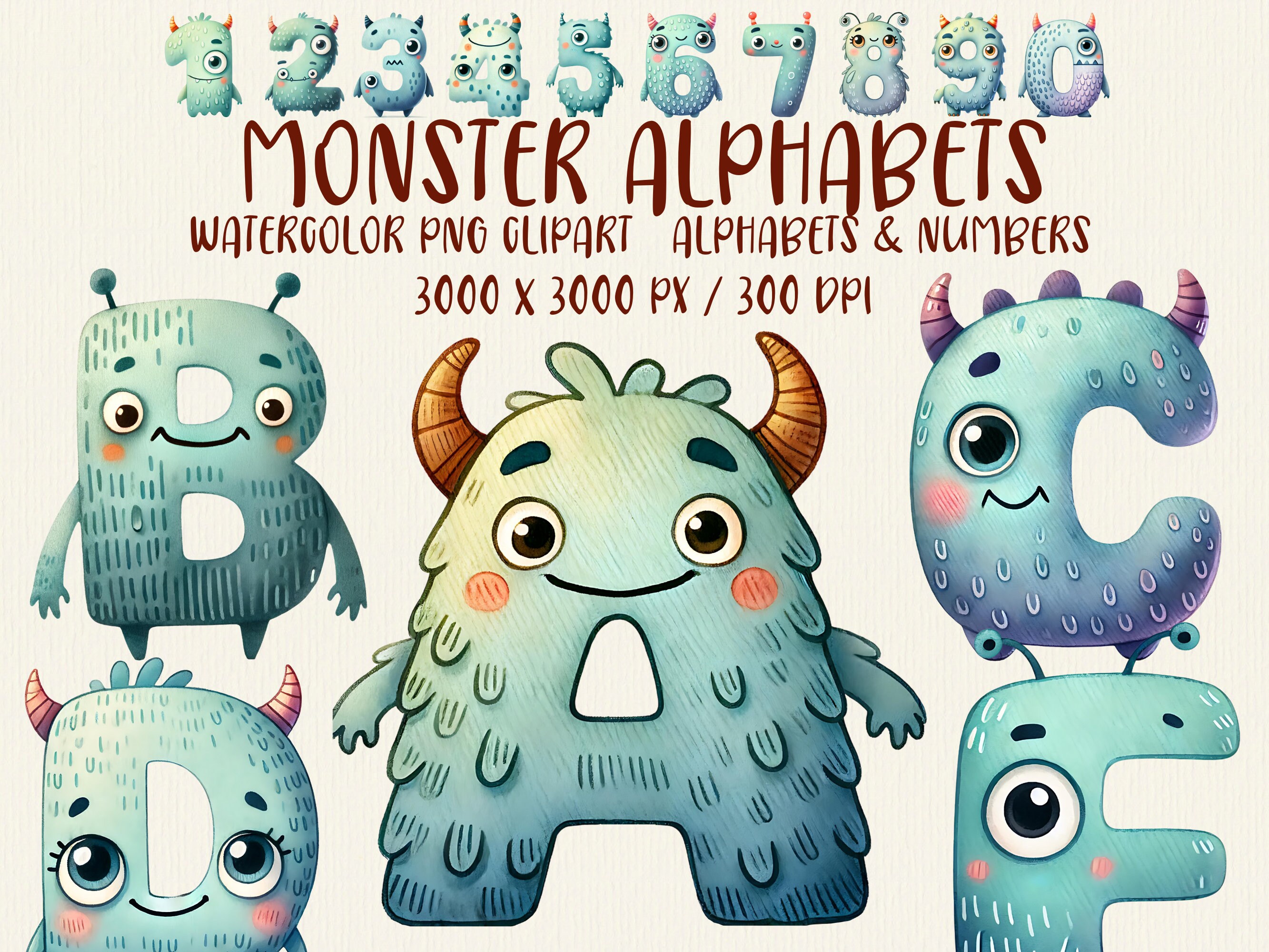 Whimsical Watercolor Monster Alphabet Fun & Colorful ABC Art for Kids ...