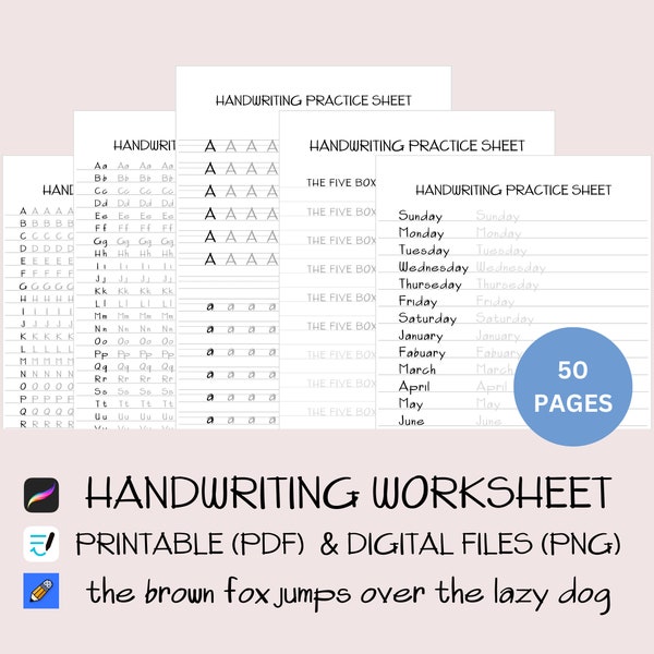 Writing Font Practice Sheets - Etsy