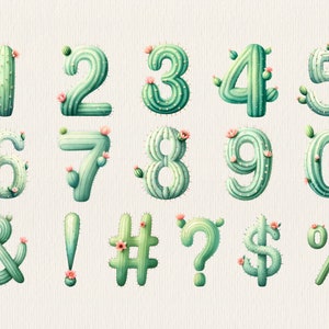 Cactus Watercolor Clipart Bundle Western PNG Alphabet With Cute Cowboy ...