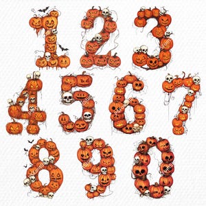 Pumpkins and Skulls Alphabet Clipart PNG Spooky Halloween Letter ...