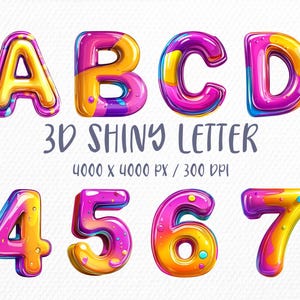 3D Shiny Letter Clipart Alphabet Glossy Letters for Craft 3D Bubbly ...