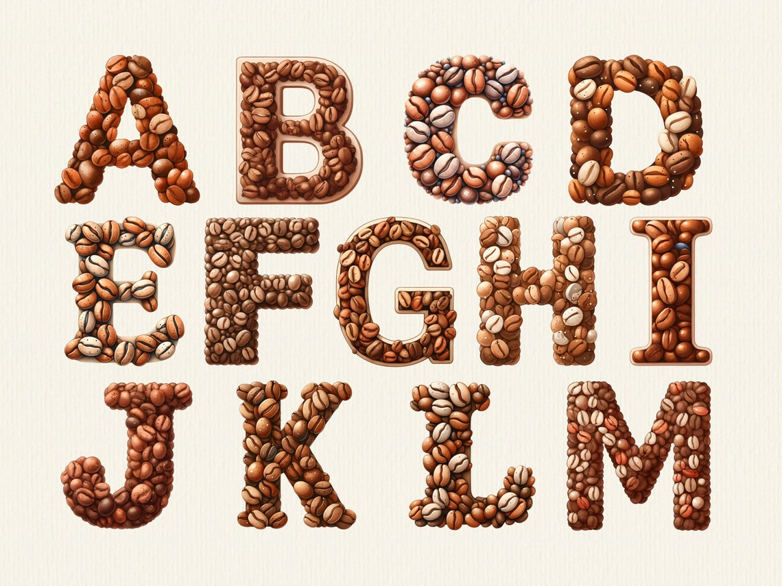 Coffee Alphabet Clipart Watercolor Coffee Letter PNG Drinks Clipart ...