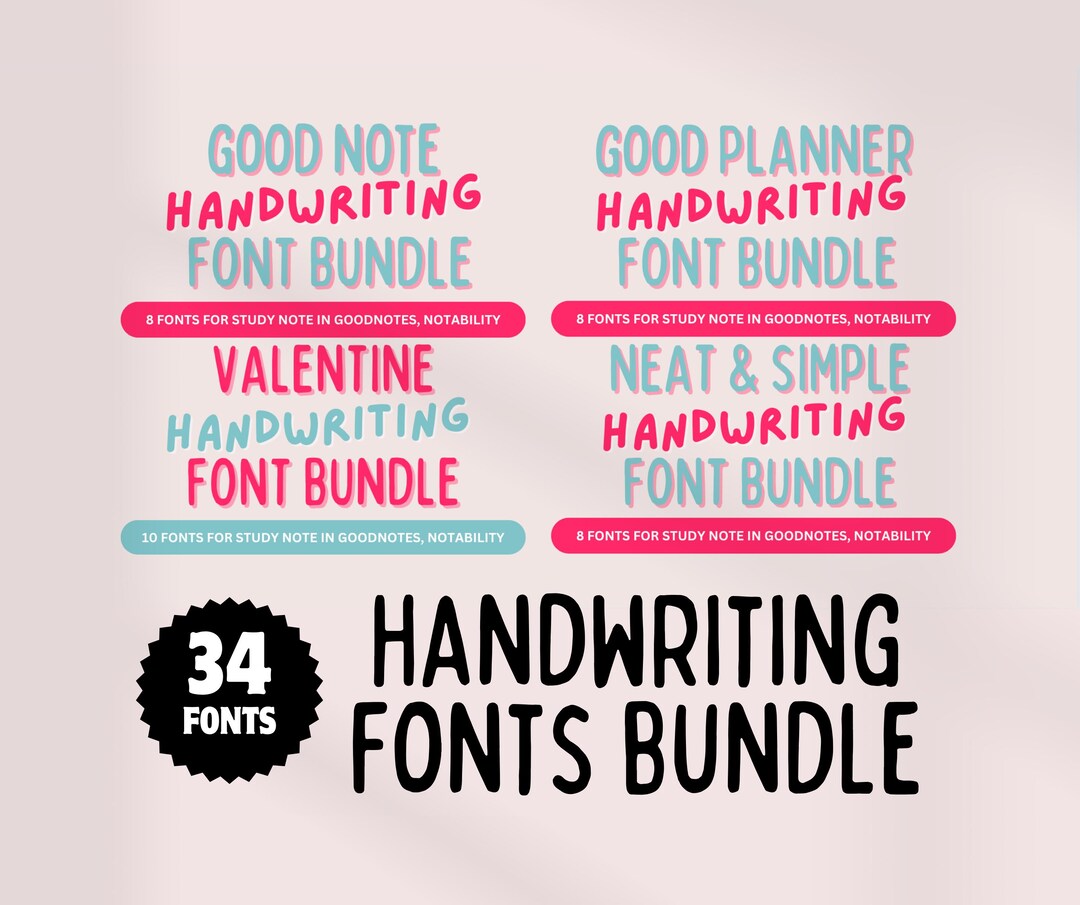 Mega Handwritten Font Bundle, Note Taking Fonts (TTF, OTF) - Etsy