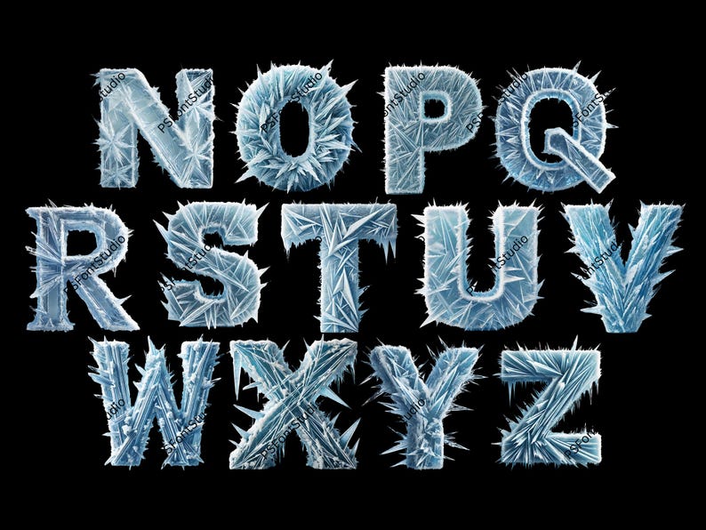 Ice Crystal Alphabet Clipart Frosty Winter Letters Frozen Themed Letter ...