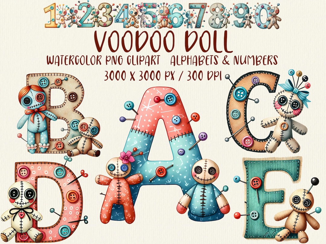 Cute Voodoo Doll Alphabet PNG Spooky Baby Voodoo Doll Letters Clipart ...