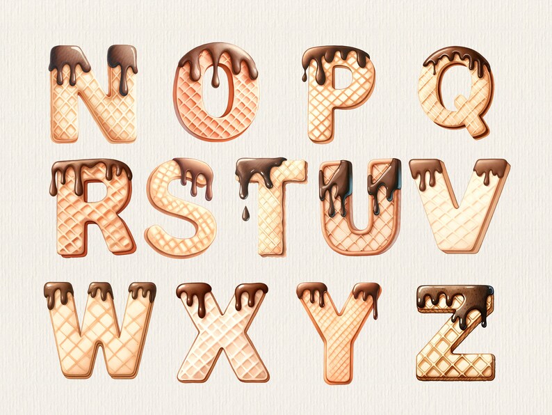 Ice Cream Alphabet Letters PNG SVG Bundle, Chocolate Magical Candy ...