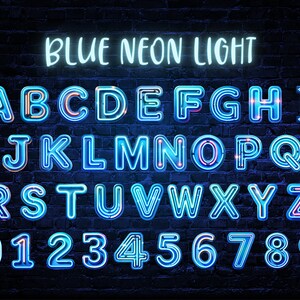 Blue Neon Light Alphabet Clipart Neon Letters PNG Clipart Bundle ...