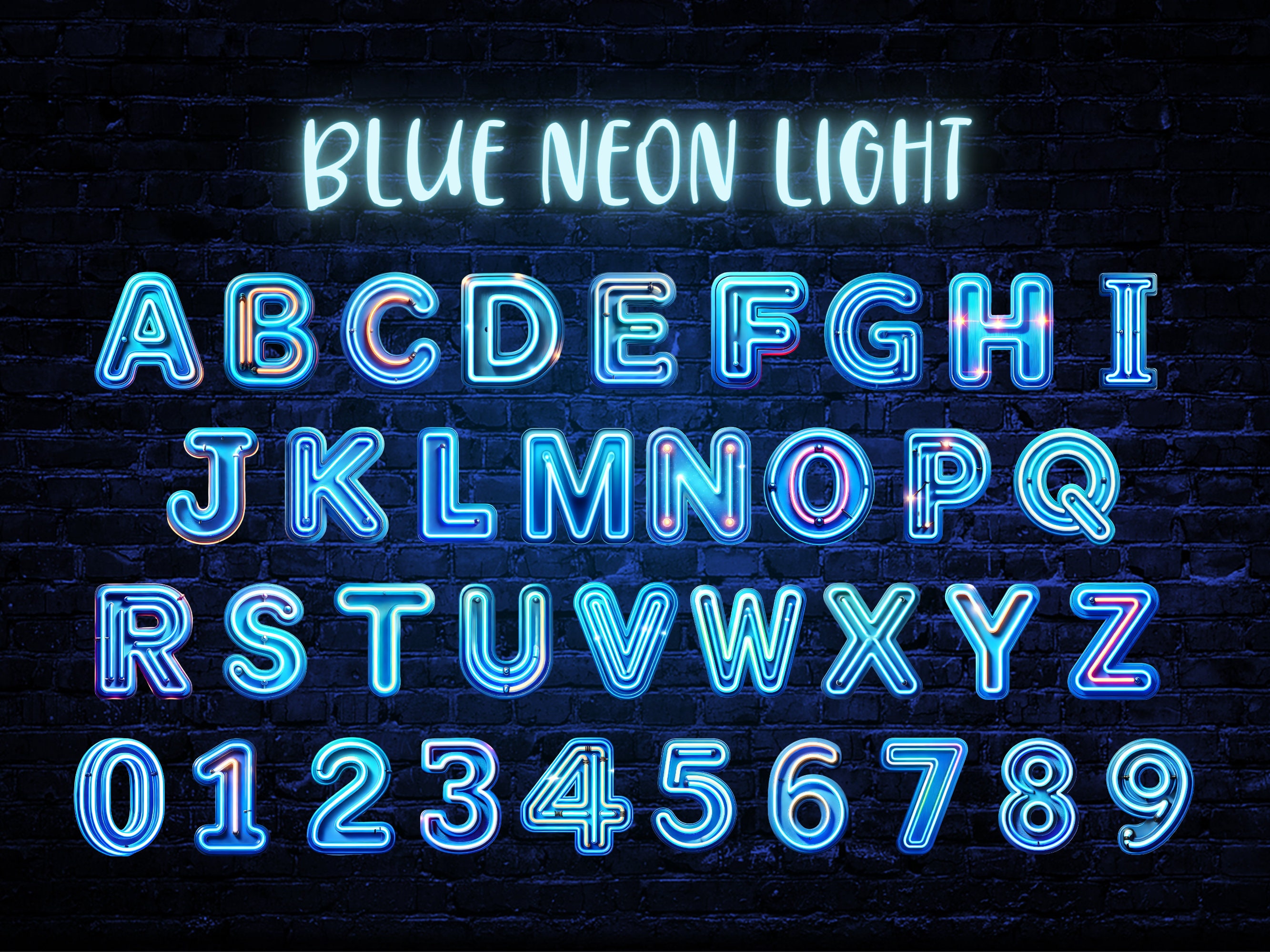 Blue Neon Light Alphabet Clipart Neon Letters PNG Clipart Bundle ...