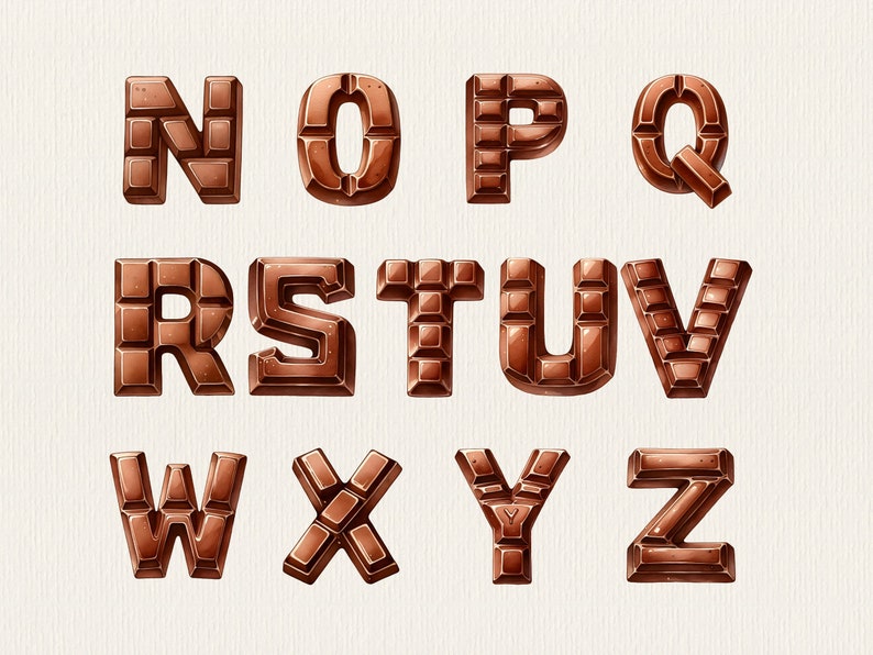 CHOCOLATE BAR Alphabets Watercolor Clipart PNG Transparent Background ...