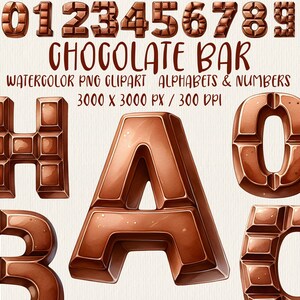 CHOCOLATE BAR Alphabets Watercolor Clipart PNG Transparent Background ...