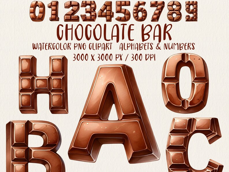 CHOCOLATE BAR Alphabets Watercolor Clipart PNG Transparent Background ...