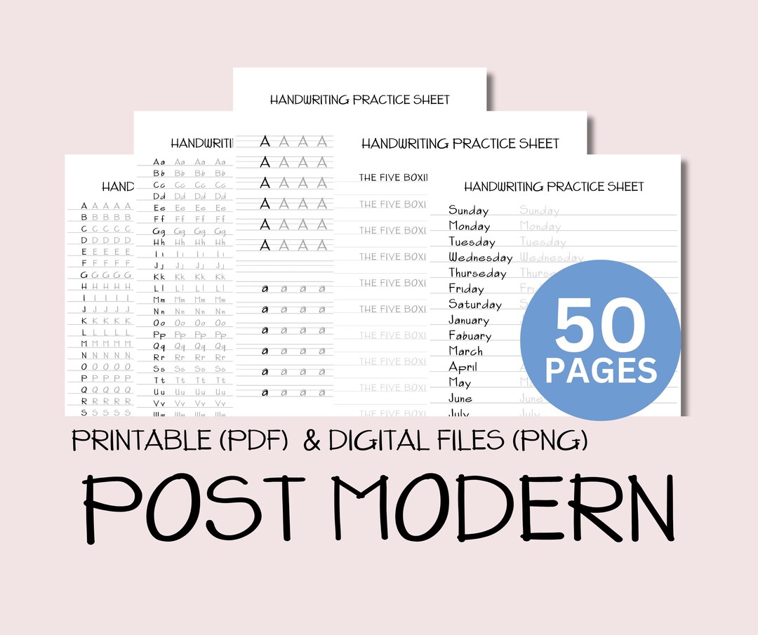 Architectural Handwriting Worksheets: Post Modern Font (PDF/PNG) - Etsy