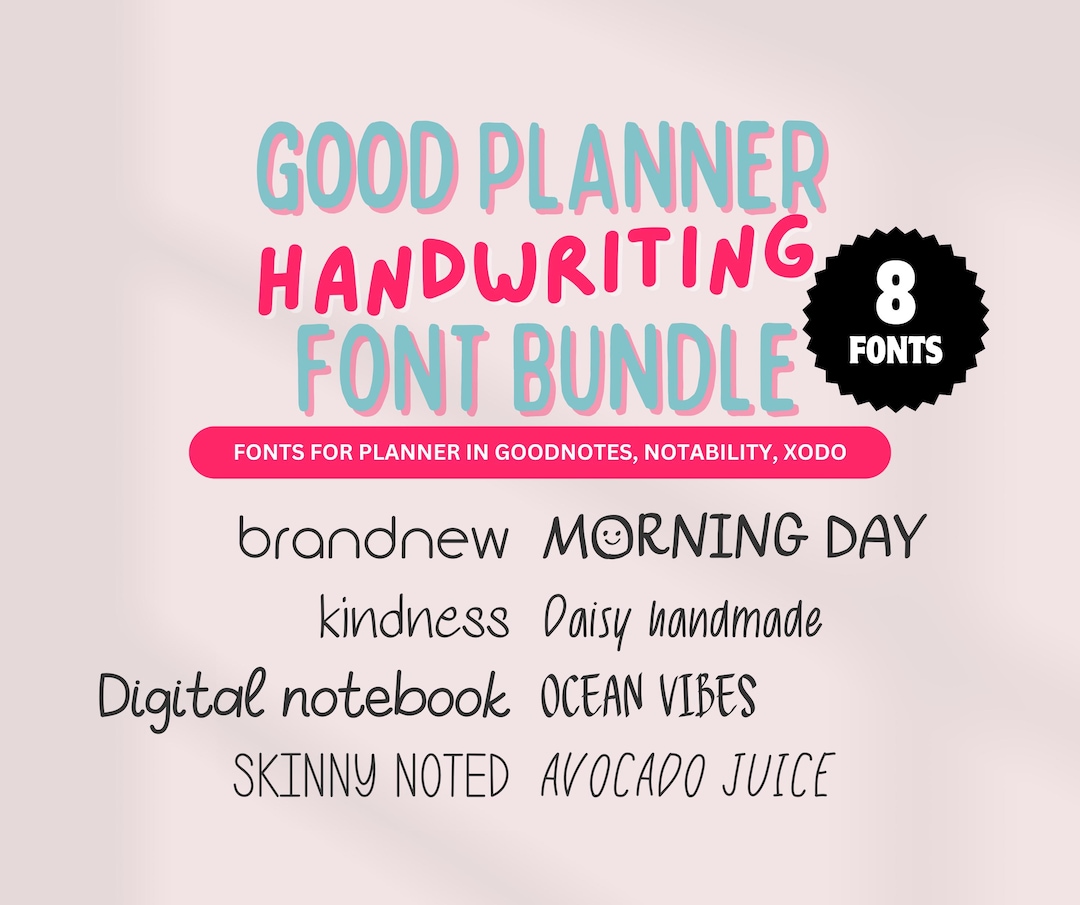 Good Planner Font Bundle,cute Handwriting Font,goodnotes Font ...
