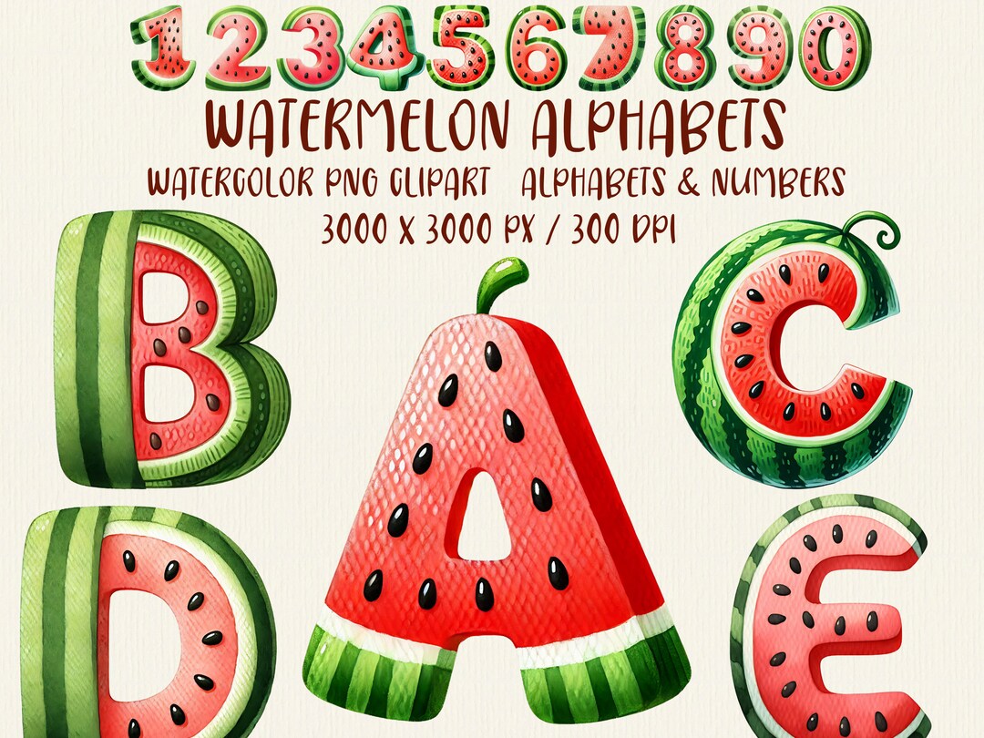Watermelon Doodle Letters, Fruit Alpha, Png Letters, Fruit Alphabet ...