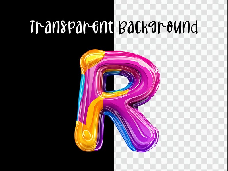 3D Shiny Letter Clipart Alphabet Glossy Letters for Craft 3D Bubbly ...