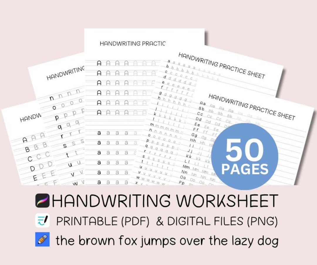 Printable Handwriting Practice: Alphabet Letter Tracing (PDF) - Etsy