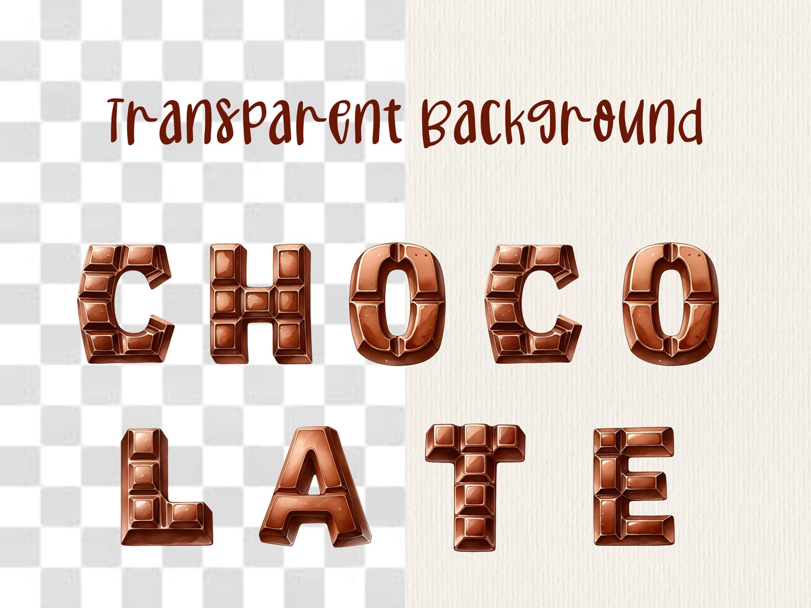 CHOCOLATE BAR Alphabets Watercolor Clipart PNG Transparent Background ...