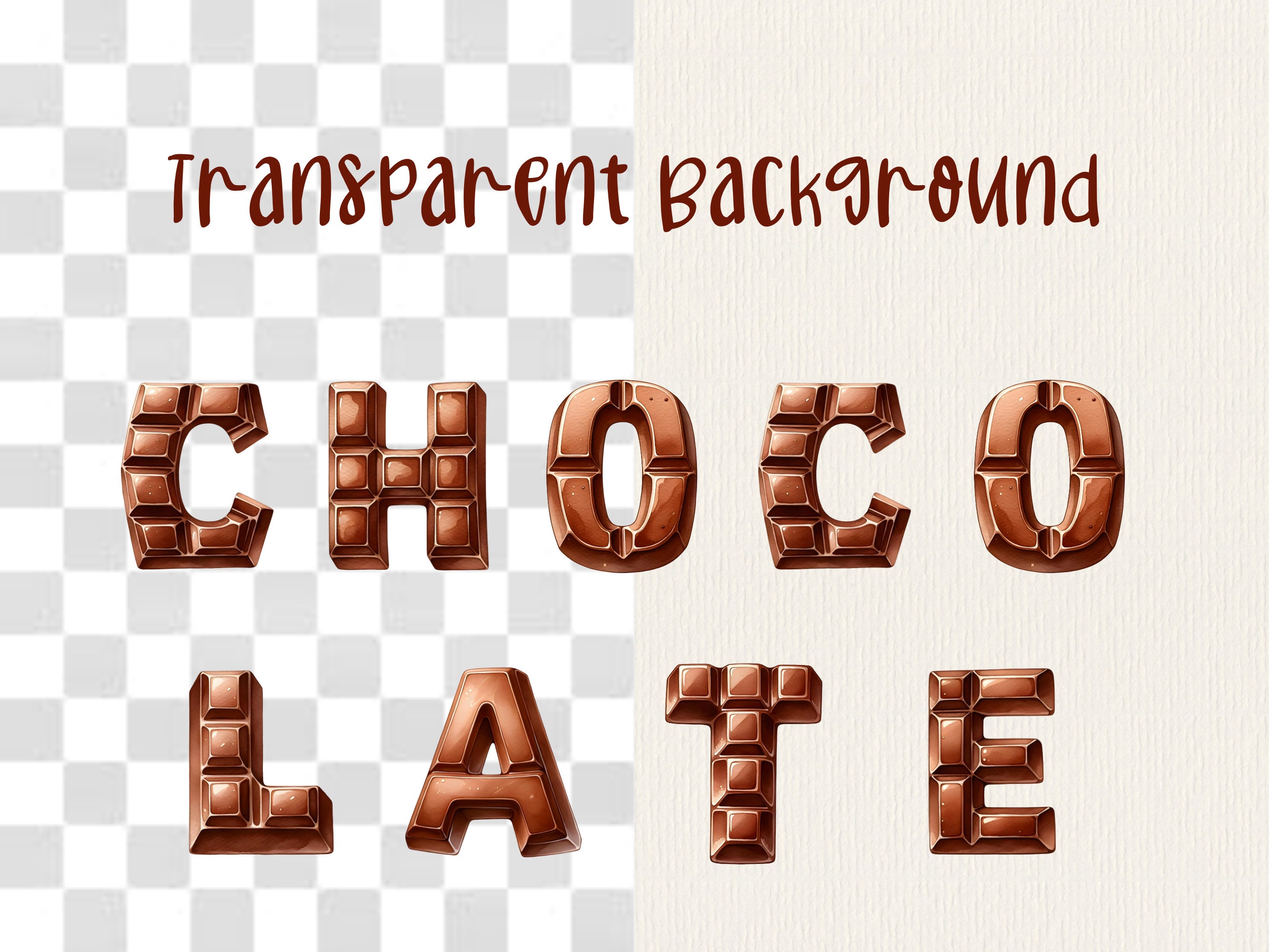 CHOCOLATE BAR Alphabets Watercolor Clipart PNG Transparent Background ...
