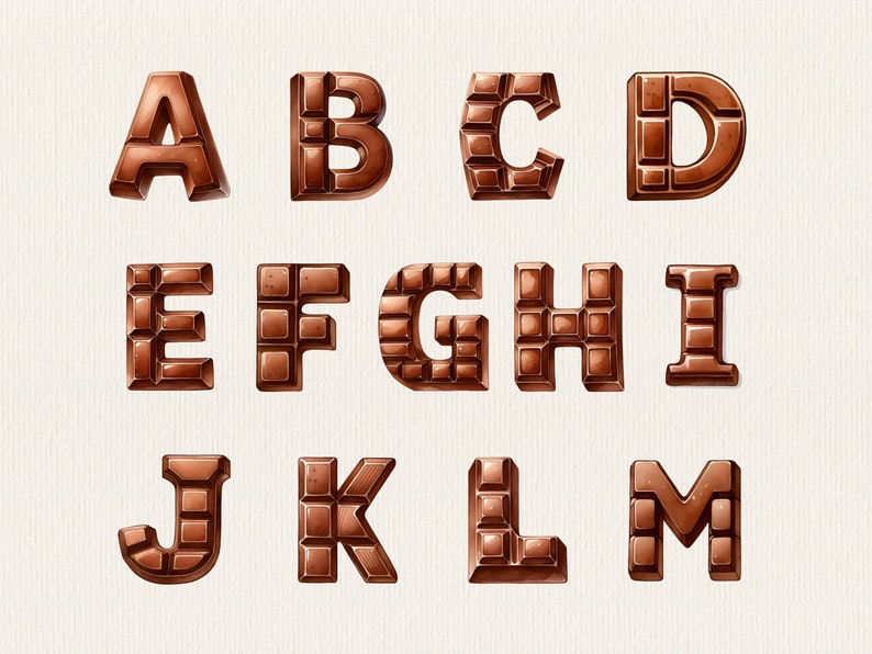 CHOCOLATE BAR Alphabets Watercolor Clipart PNG Transparent Background ...