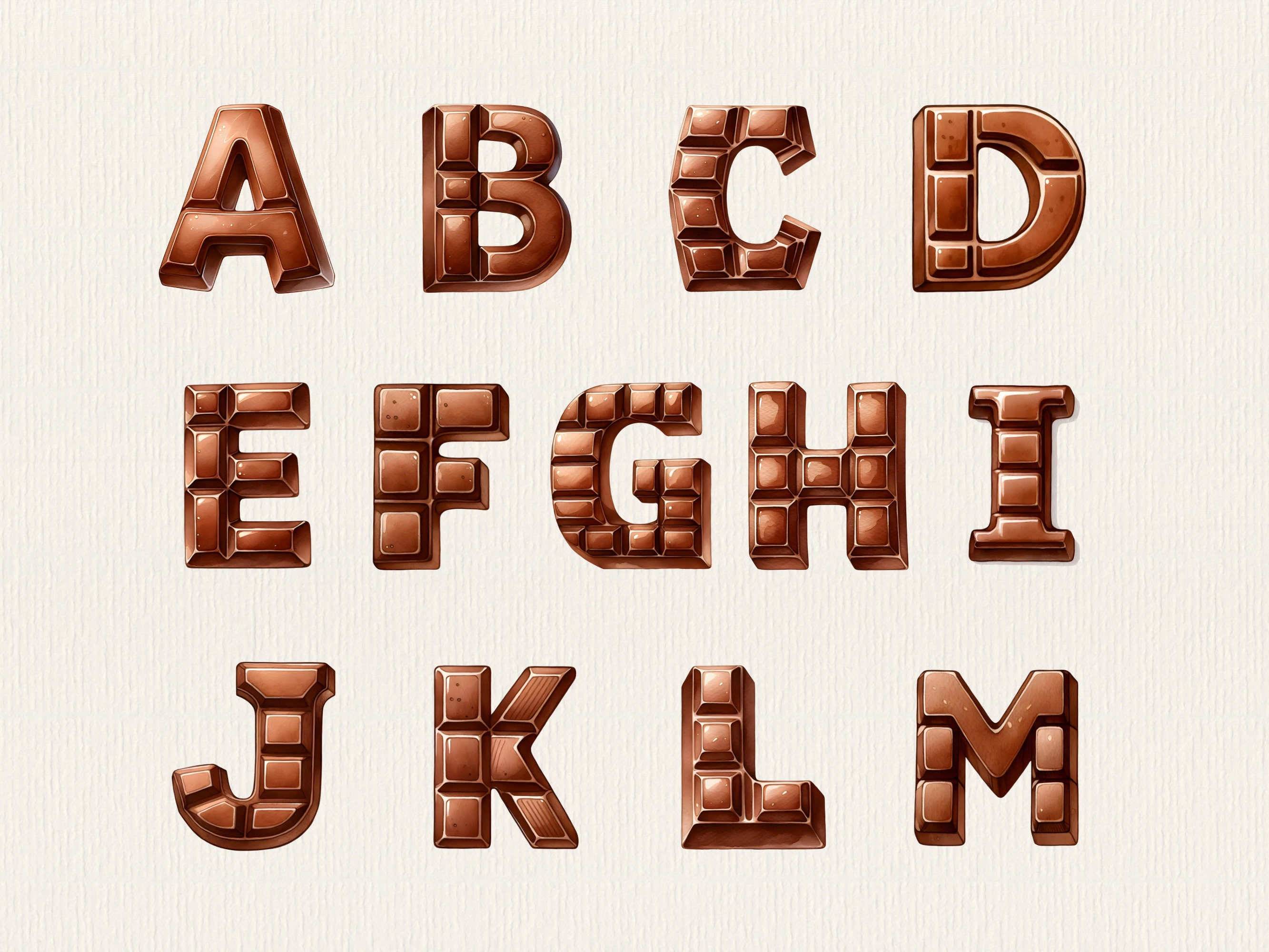 CHOCOLATE BAR Alphabets Watercolor Clipart PNG Transparent Background ...