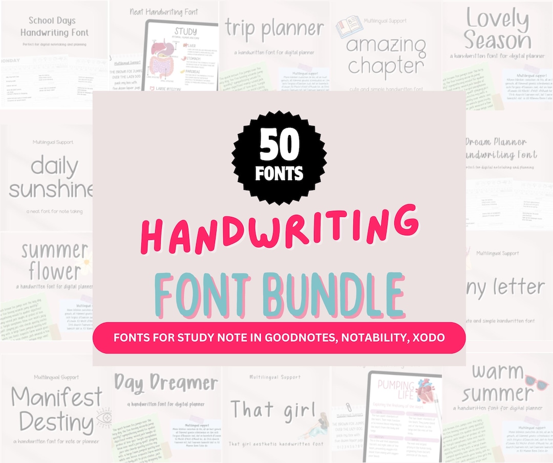 Mega Neat Font Bundle,cute Handwriting Font, Goodnotes Font,handwritten ...