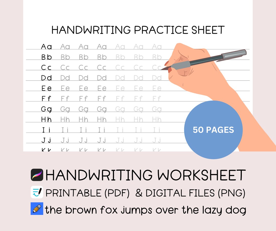 Printable Neat Handwriting Practice Sheet, 50 Pages Printable ...
