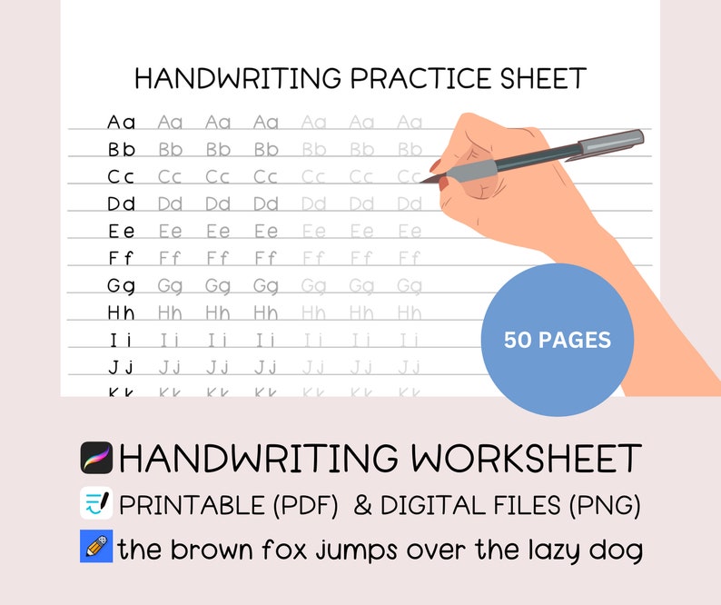 Printable Neat Handwriting Practice Sheet, 50 Pages Printable ...