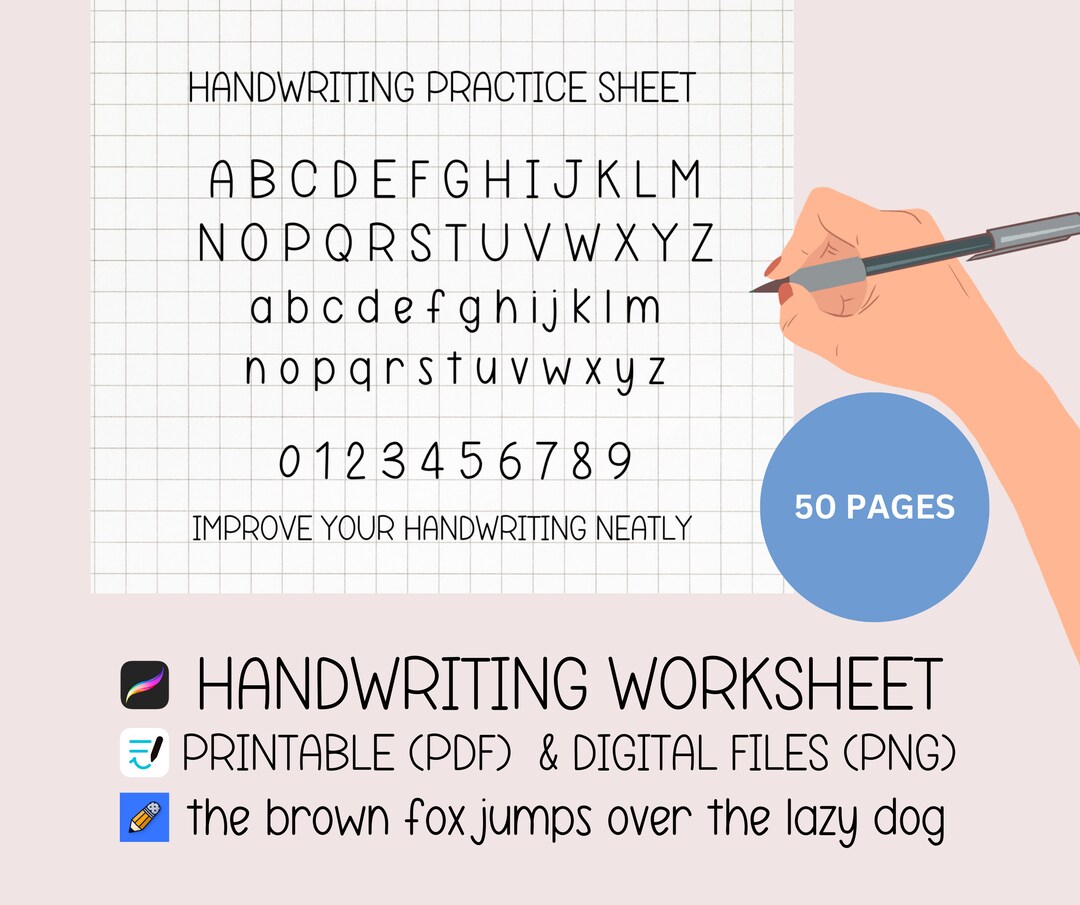 Printable Neat Handwriting Practice Sheet, 50 Pages Printable ...