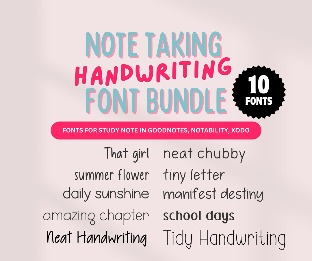 Note Taking Font Bundle Cute Handwriting Font Goodnotes Font ...