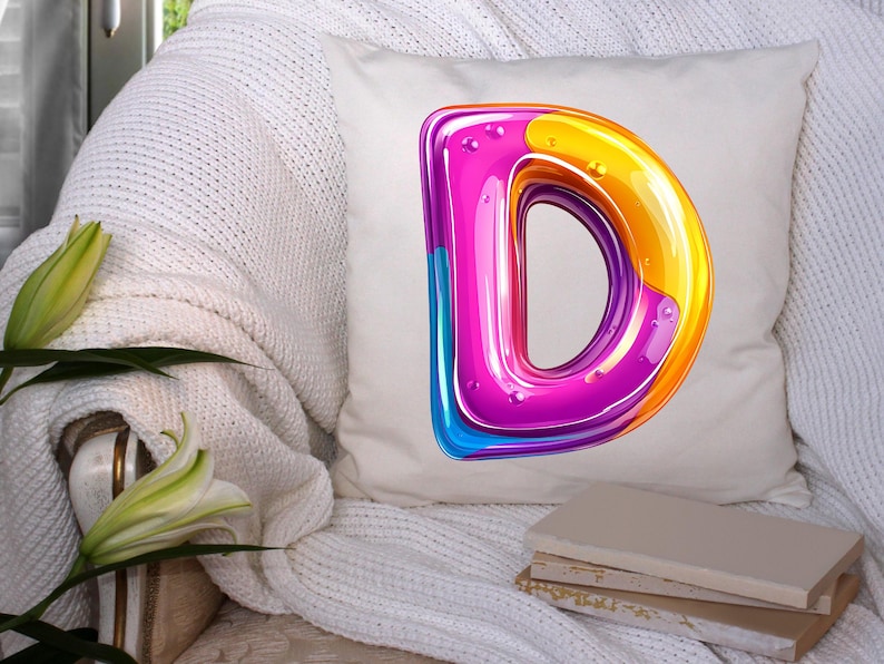 3D Shiny Letter Clipart Alphabet Glossy Letters for Craft 3D Bubbly ...