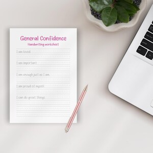 Positive Affirmation Handwriting Worksheet: Cursive & Print (digital ...