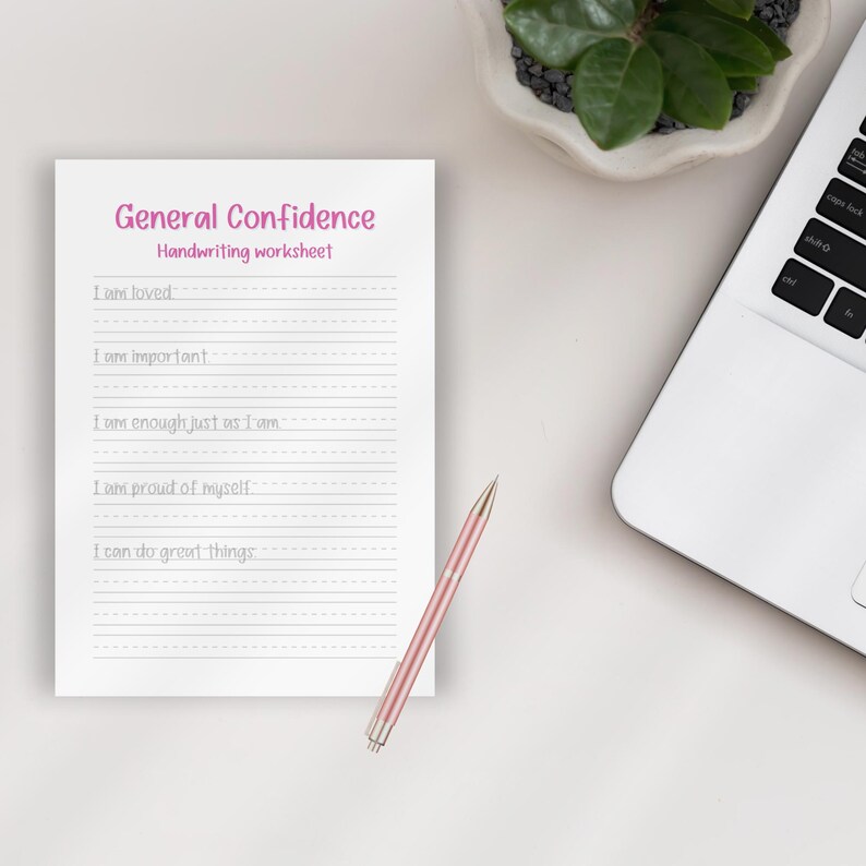 Positive Affirmation Handwriting Worksheet, Handwriting Practice ...