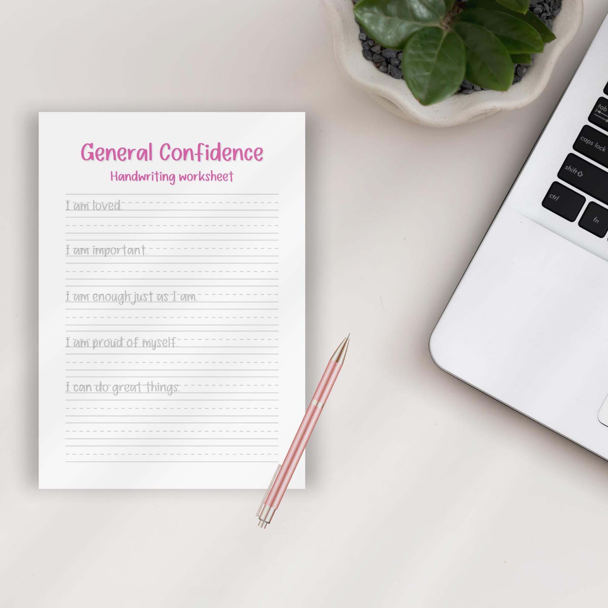 Positive Affirmation Handwriting Worksheet, Handwriting Practice ...