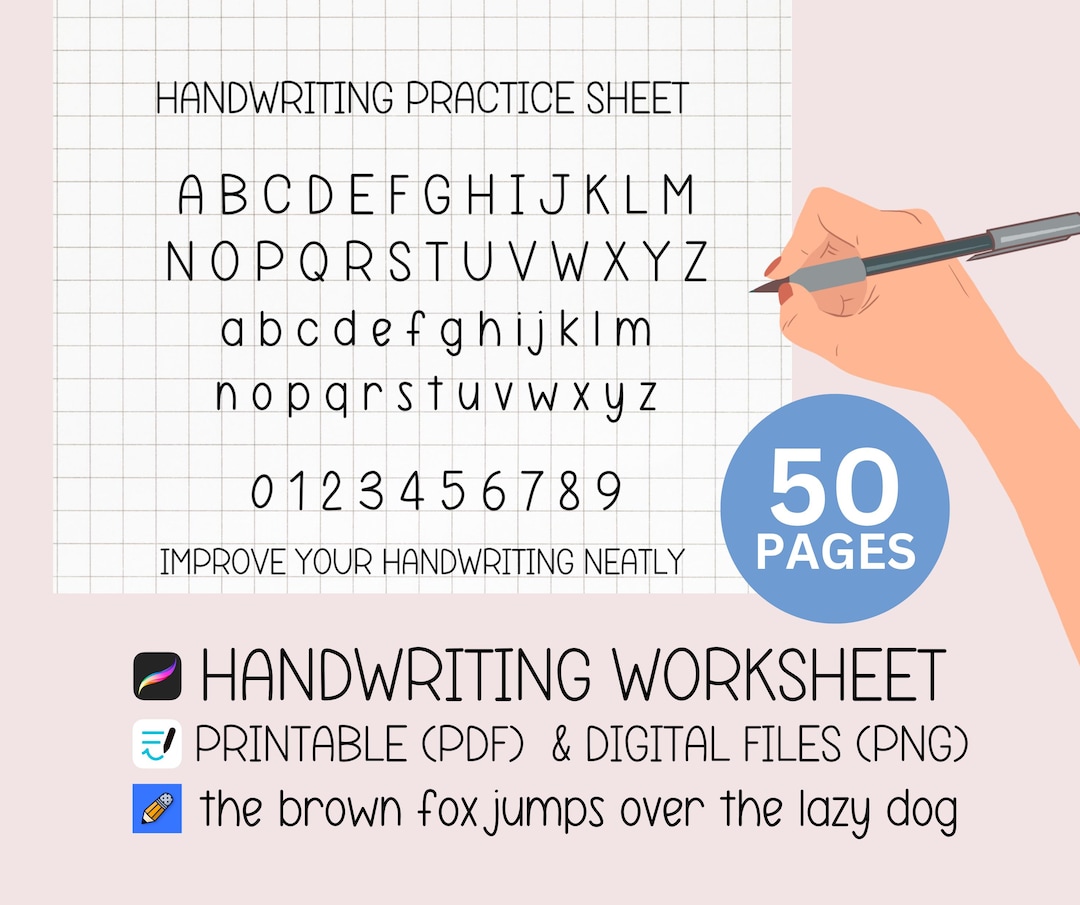 Printable Neat Handwriting Practice Sheet, 50 Pages Printable ...