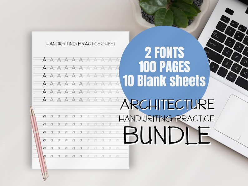 Bundle of Architectural Handwriting Worksheets, Architect Printable ...