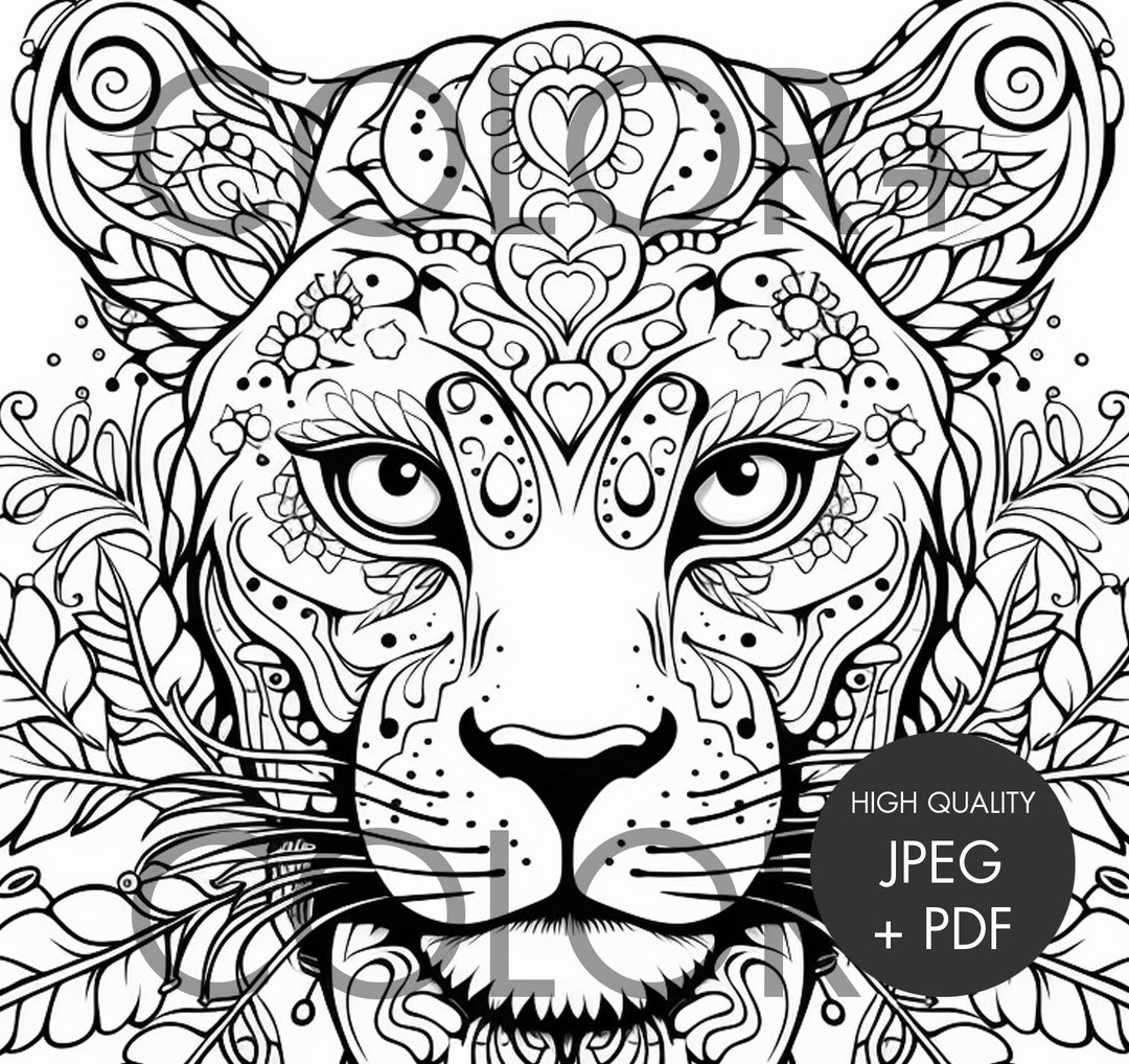 Leopard Mandala Art Coloring Pages for Adults and Teens - Etsy