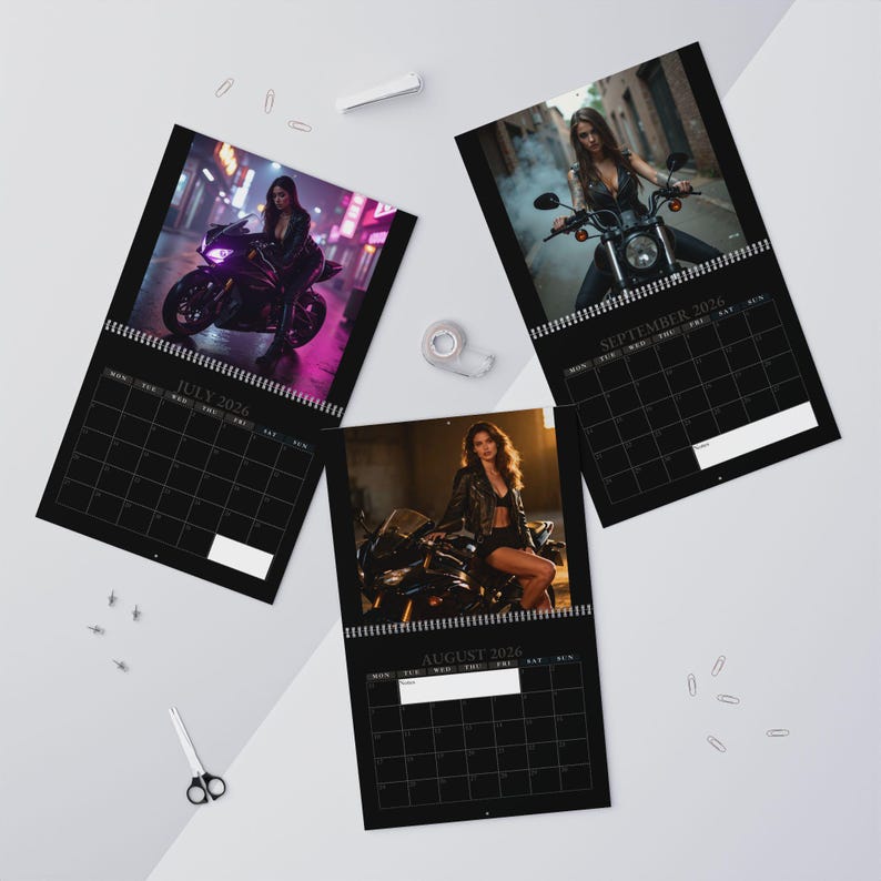 Biker Women Wall Calendar 2026 - Gift for Bikers, Truckers, Wall Decor ...