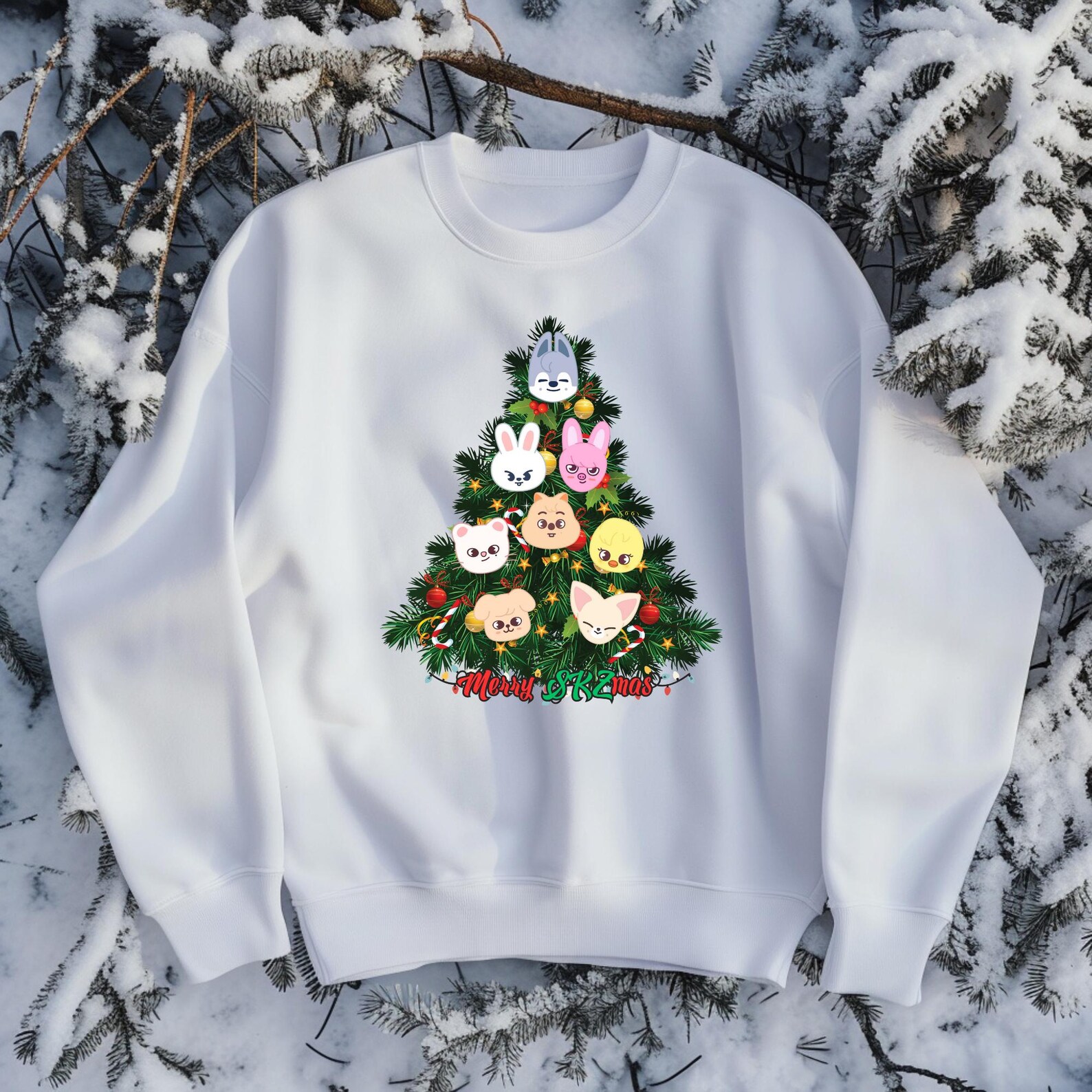 Stray Kids Christmas Tree Sweatshirt, Kpop Holiday Jumper - Etsy