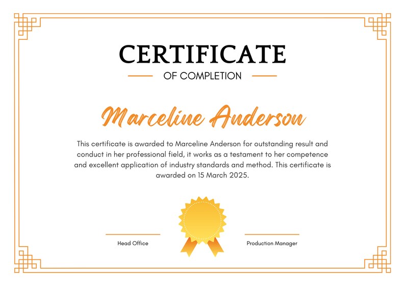 Editable Certificate of Completion Template, DIY Canva Template, Printable Award Certificate ...