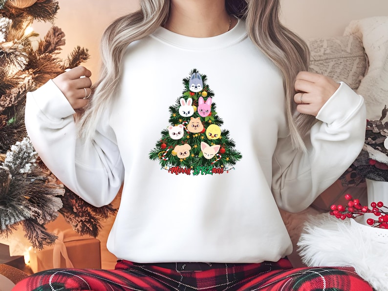 Stray Kids Christmas Tree Sweatshirt, Kpop Holiday Jumper - Etsy