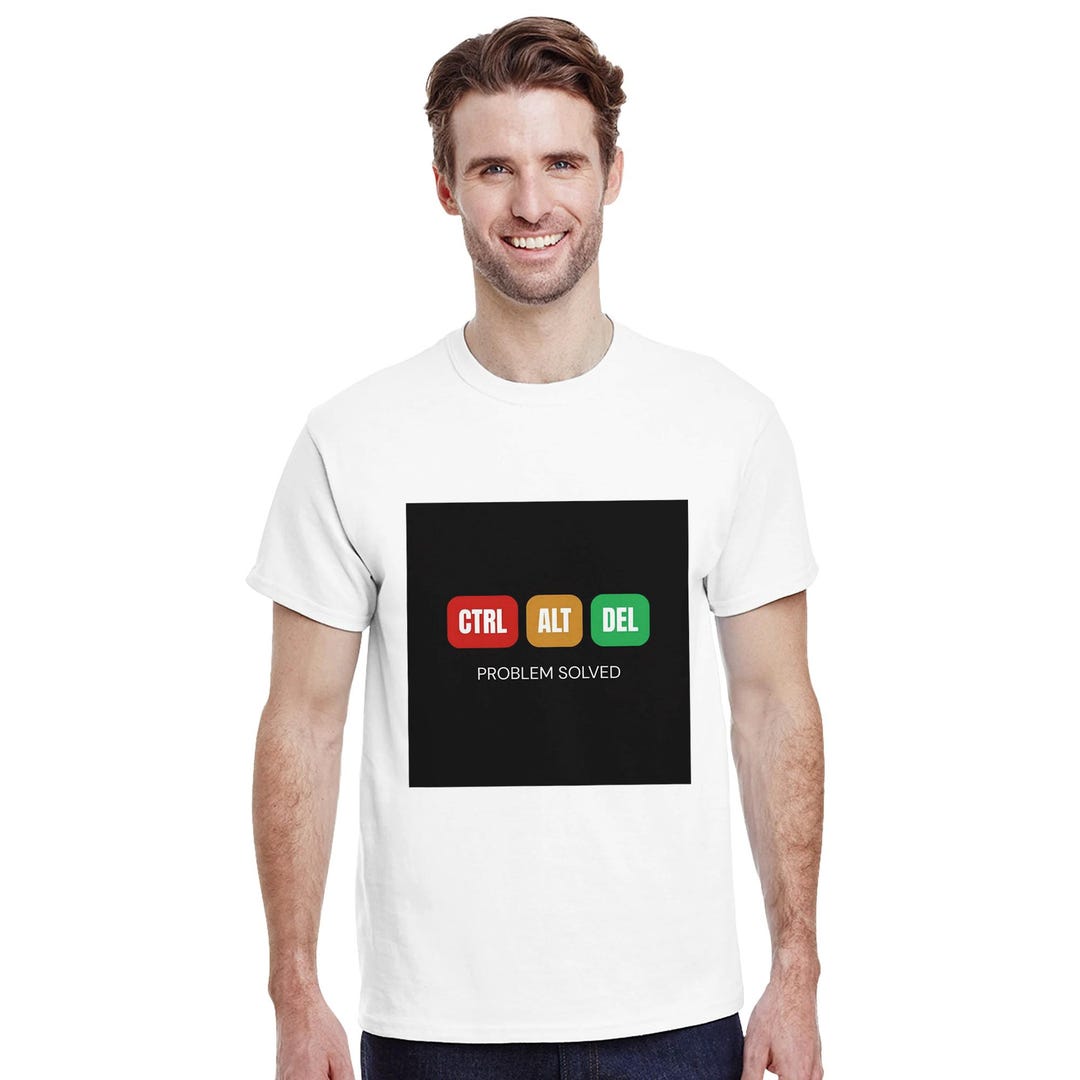 CTRL ALT DEL Problem Solved | Funny Programmer T-shirt for Men | Heavyweight Cotton Tee ...