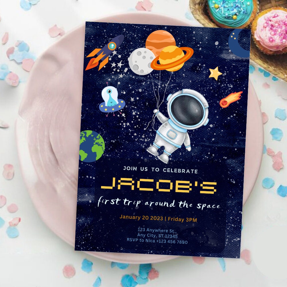 Space Theme Birthday Invitation Editable Printable | Digital Print ...